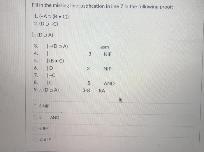 Solved Fill in the missing line justification in line 7 in | Chegg.com
