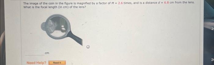 Solved The image of the coin in the figure is magnified by a | Chegg.com