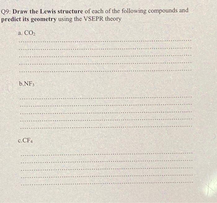 Solved Q9: Draw the Lewis structure of each of the following | Chegg.com