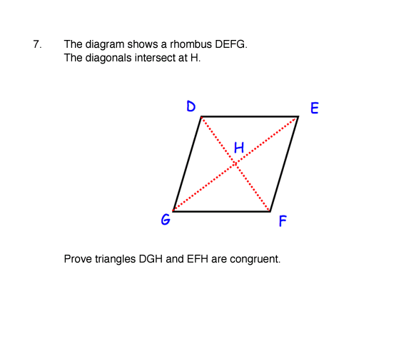 Solved 7. The diagram shows a rhombus DEFG. The diagonals | Chegg.com