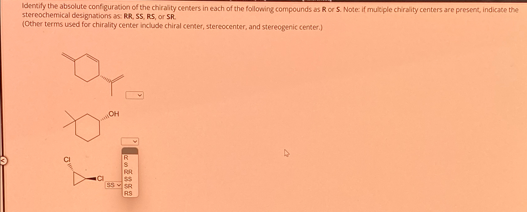 Identify the absolute configuration of the chirality | Chegg.com