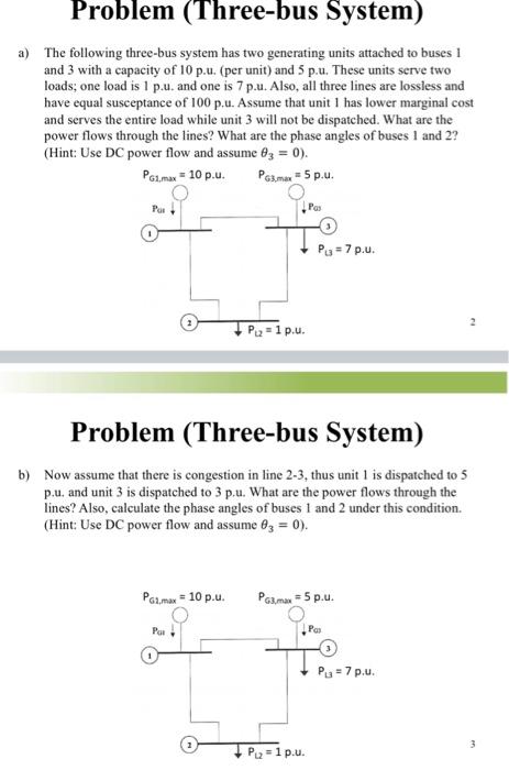 Solved Problem (Three-bus System) a) The following three-bus | Chegg.com