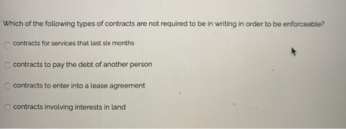 Solved Which of the following types of contracts are not | Chegg.com