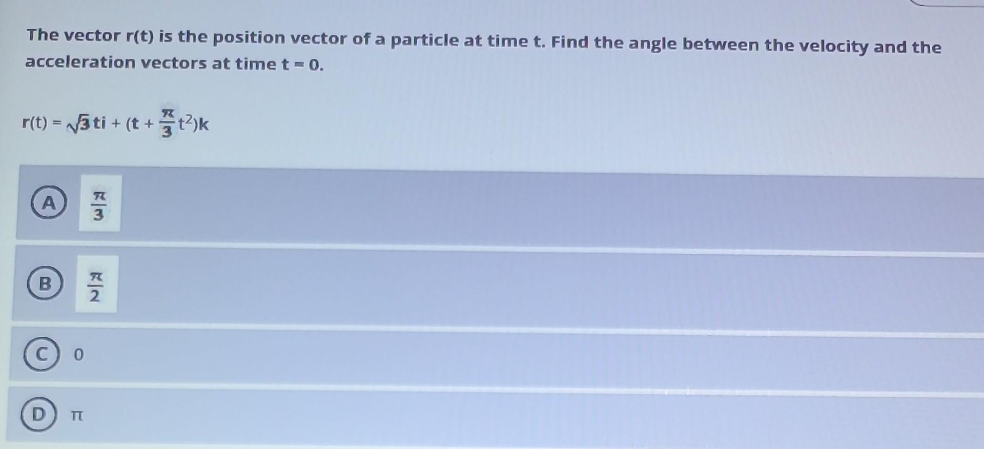 Solved The vector r(t) is the position vector of a particle | Chegg.com