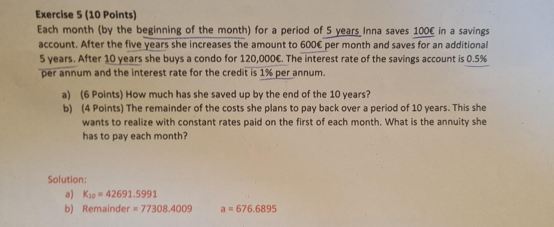 Solved Please explain the intermediate steps using formulas. | Chegg.com