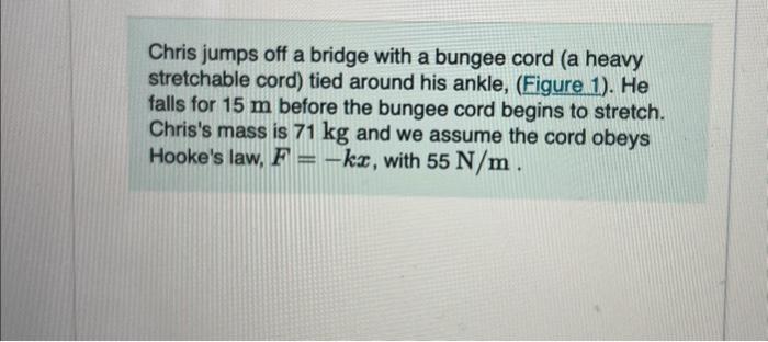 Solved Chris jumps off a bridge with a bungee cord (a heavy | Chegg.com