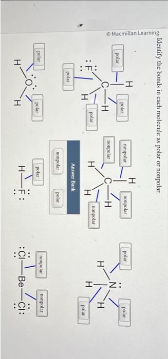 Solved Identify the bonds in each molecule as polar or | Chegg.com