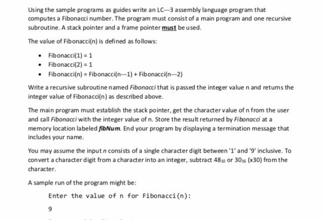 Solved Using the sample programs as guides write an LC---3 | Chegg.com