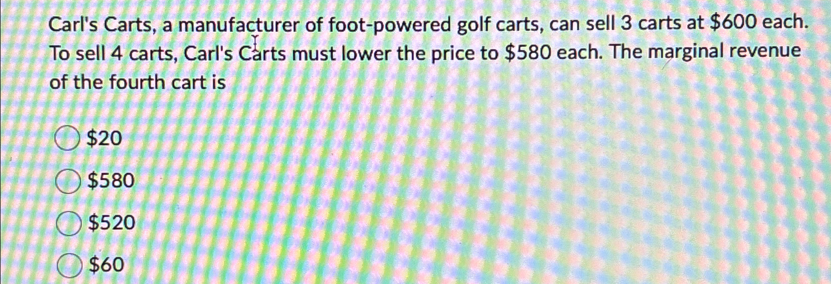 Solved Carl's Carts, a manufacturer of foot-powered golf | Chegg.com