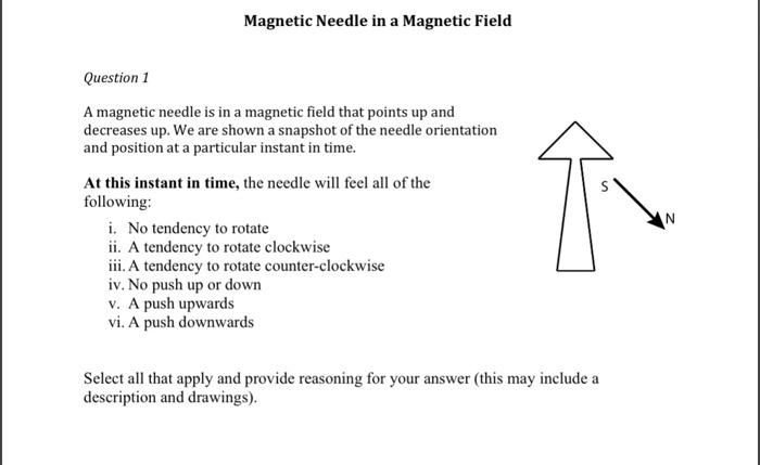 Solved Magnetic Needle in a Magnetic Field Question 1 A | Chegg.com
