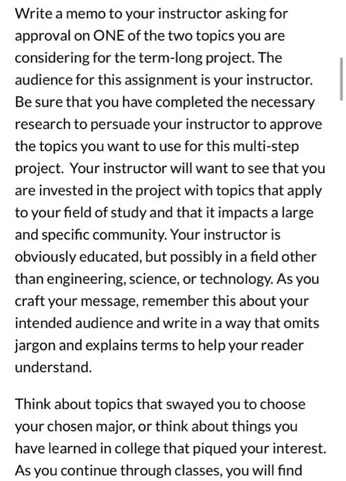 Write a memo to your instructor asking for approval | Chegg.com