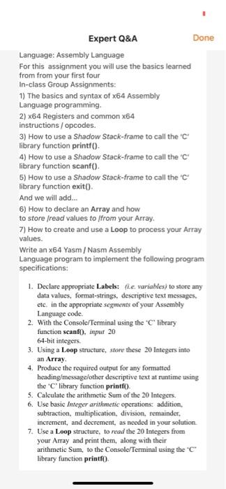 Solved this will be in x64 Assembly Language for windows. | Chegg.com
