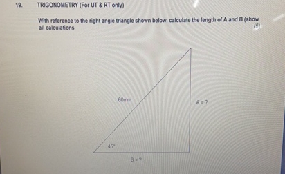 Solved TRIGONOMETRY (For UT & RT only)With reference to the | Chegg.com