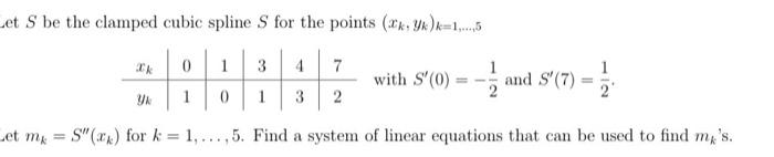 Solved et S be the clamped cubic spline S for the points | Chegg.com
