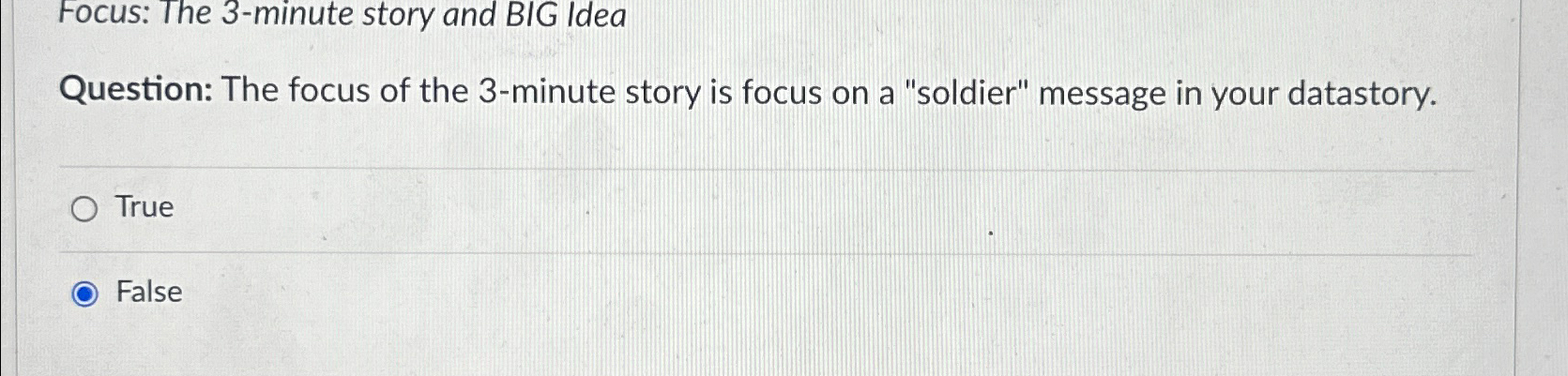 Solved Focus: The 3-minute story and BIG IdeaQuestion: The | Chegg.com