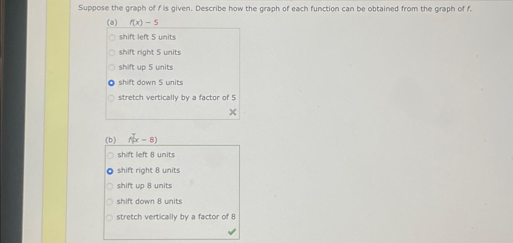 Solved Suppose the graph of f ﻿is given. Describe how the | Chegg.com
