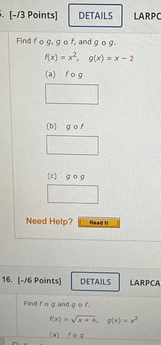 Solved 10. |-75 Points] DETAILS LARPCALC11 1.8.031. Find fog | Chegg.com
