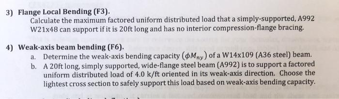 Solved 3) Flange Local Bending (F3). Calculate the maximum | Chegg.com