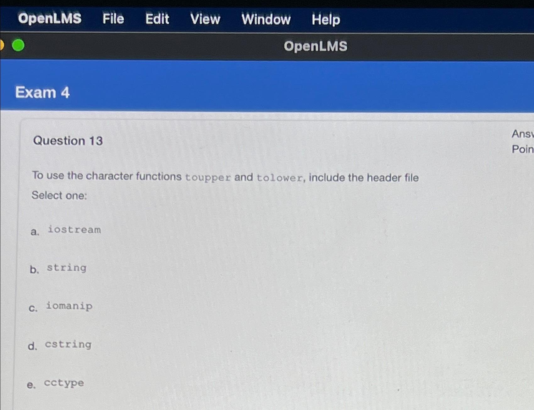 Solved Exam 4Question 13To use the character functions | Chegg.com