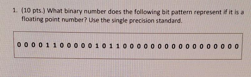 Solved 1. (10 pts.) What binary number does the following | Chegg.com