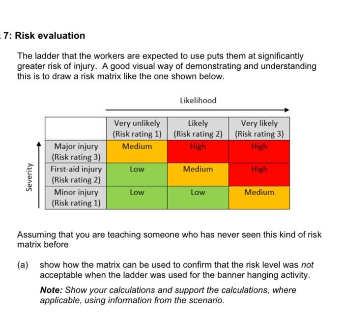 Solved Risk evaluation The ladder that the workers are | Chegg.com