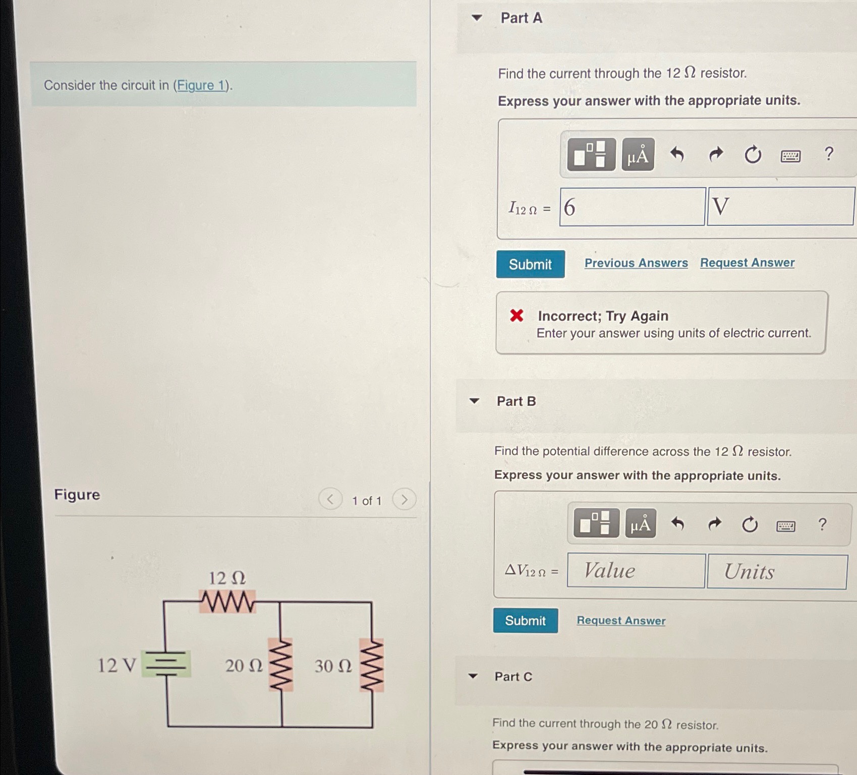 Solved Part AConsider the circuit in (Figure 1).Previous | Chegg.com