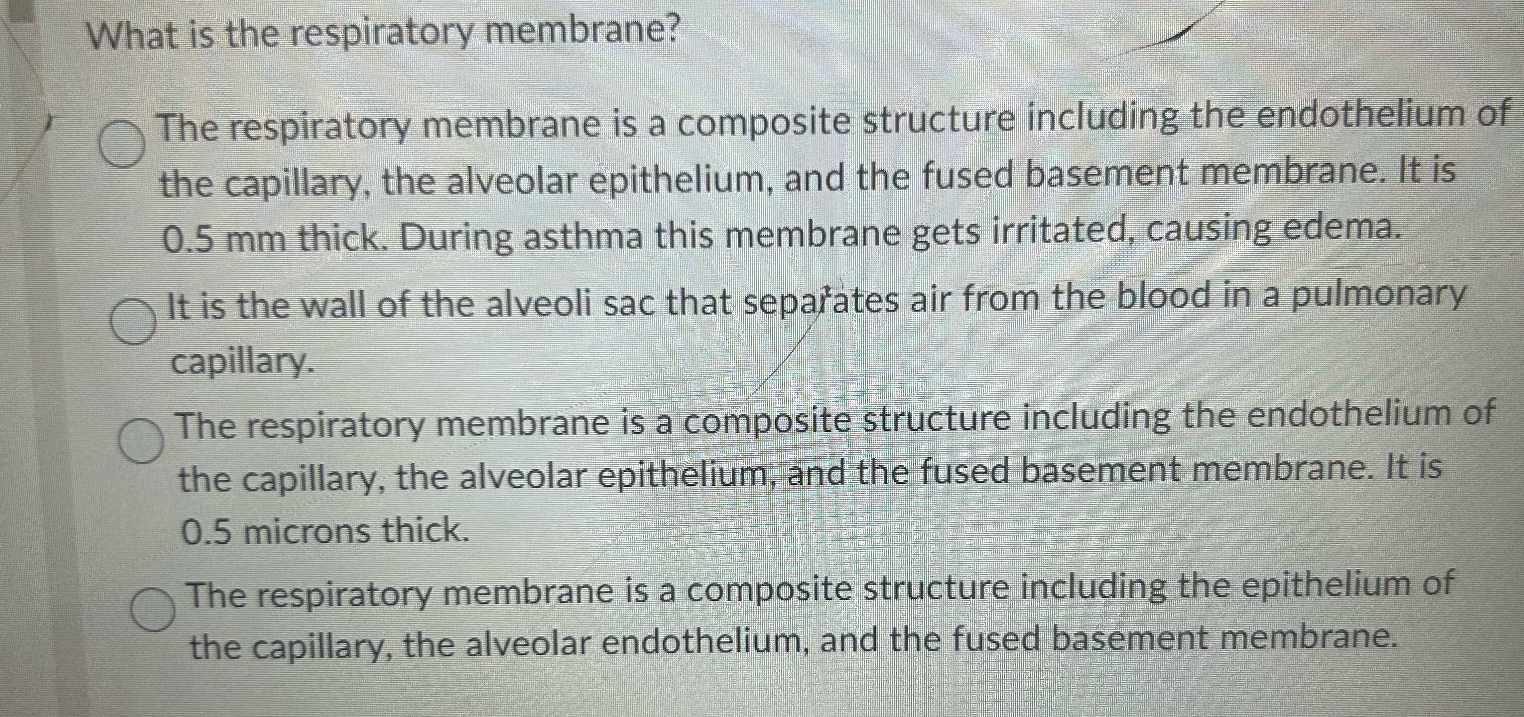 Solved What is the respiratory membrane?The respiratory | Chegg.com