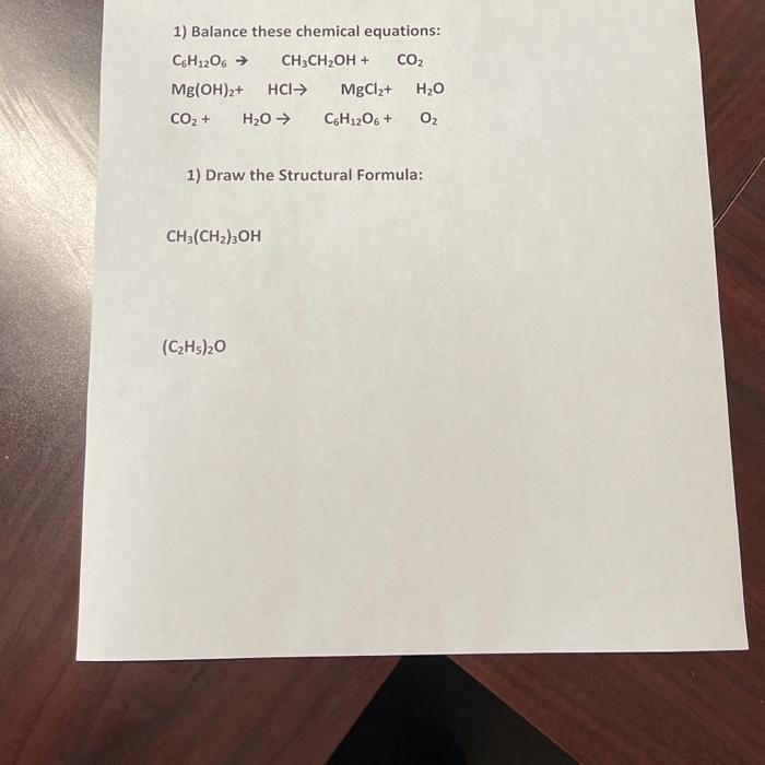 Solved 1) Balance these chemical equations: | Chegg.com