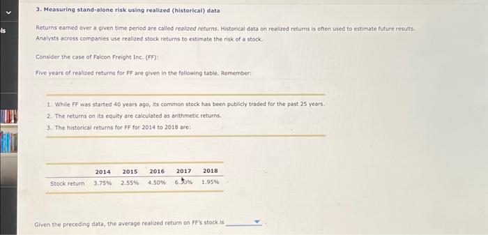 Solved 3. Measuring stand-alone risk using realized | Chegg.com