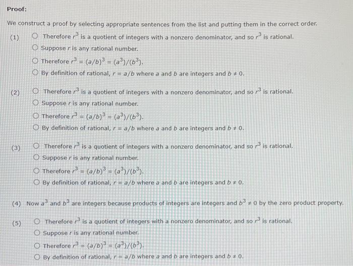 Solved The cube of any rational number is a rational number. | Chegg.com