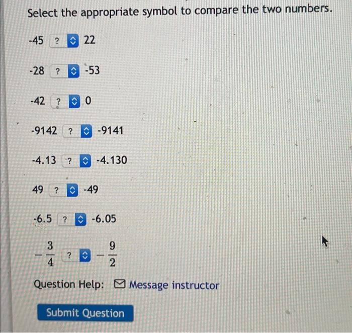 Solved Select the appropriate symbol to compare the two | Chegg.com