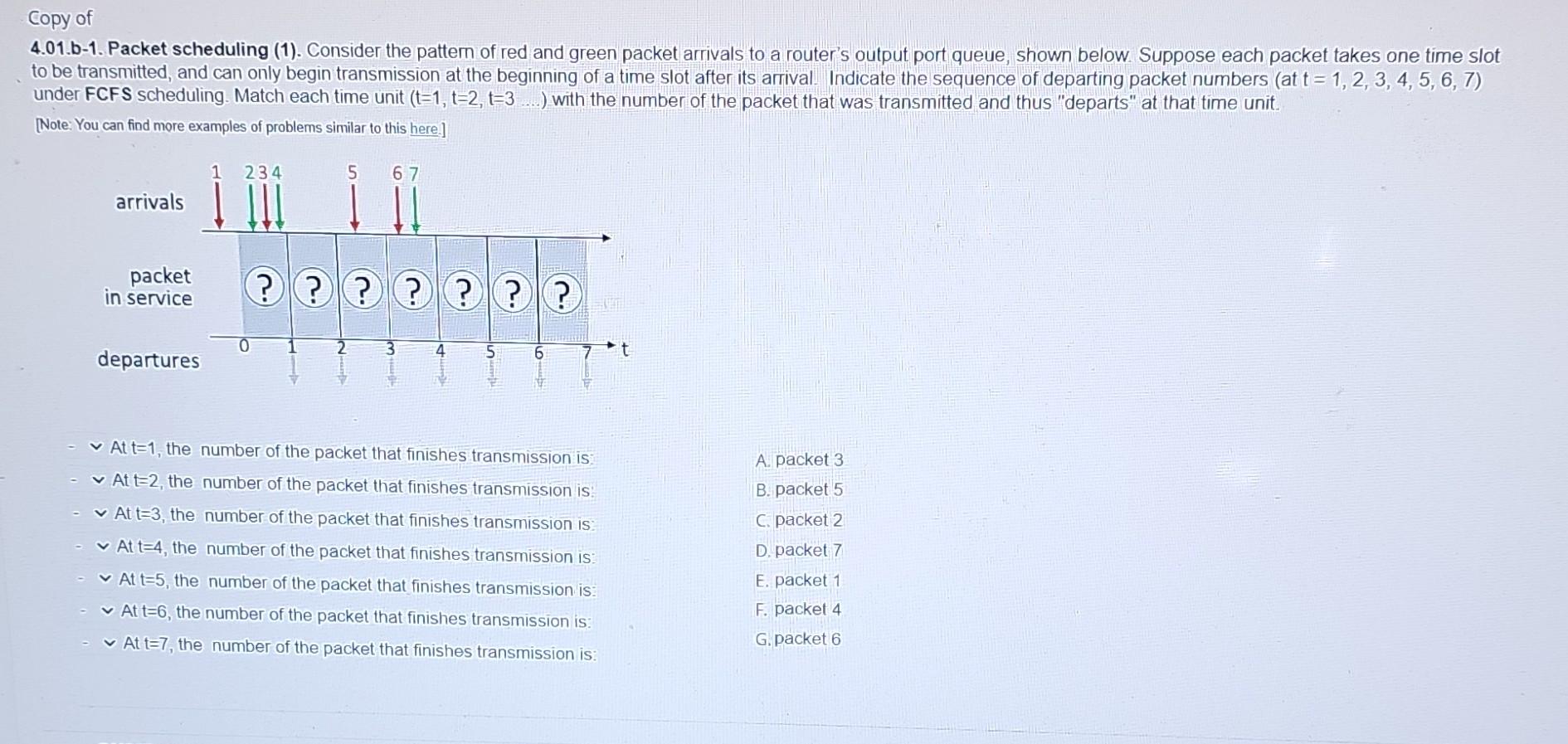 Solved 4.01.b-1. Packet scheduling (1). Consider the pattern | Chegg.com