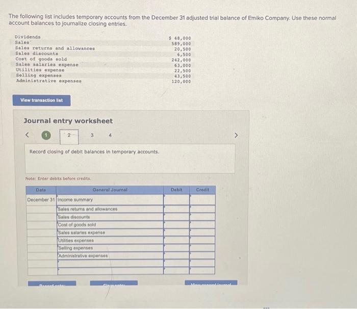 Solved The following list includes temporary accounts from | Chegg.com