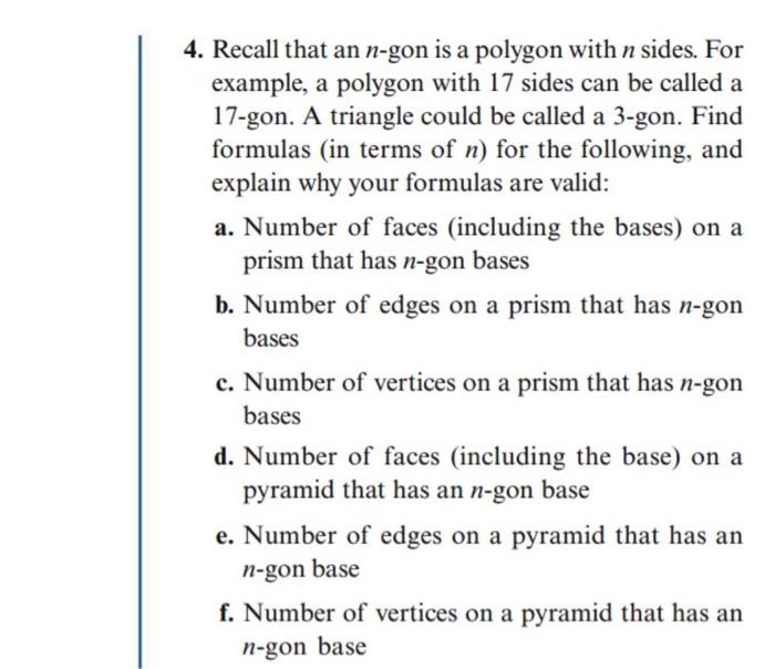 Solved 4. Recall that an n-gon is a polygon with n sides. | Chegg.com