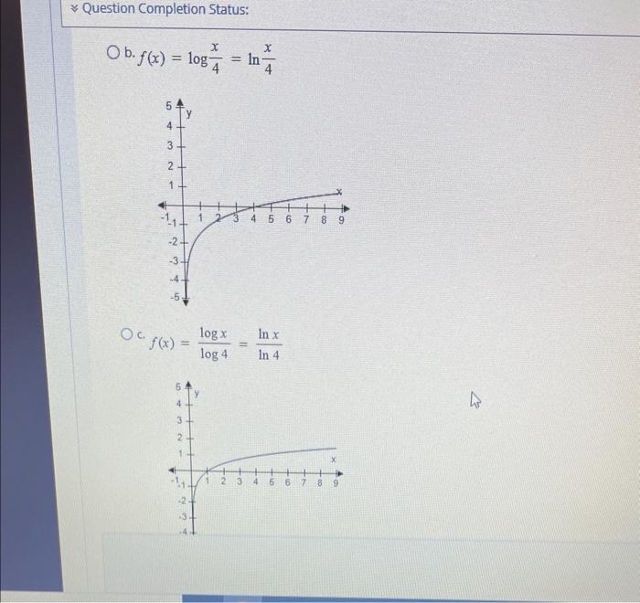 Solved f(x)=log4x=ln4x c. f(x)=log4logx=ln4lnx⋆ Question | Chegg.com