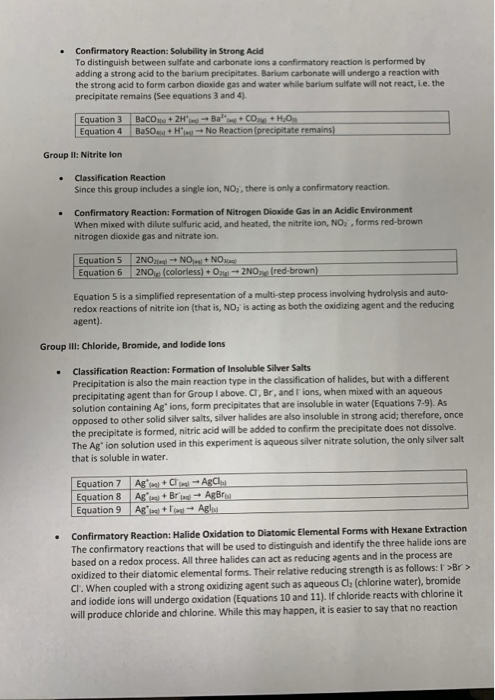 Solved Experiment 7: Qualitative Analysis - Anions Data | Chegg.com