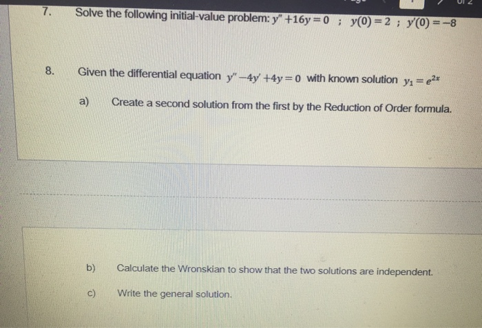 Solved 7. Solve the following initial-value problem: y" | Chegg.com