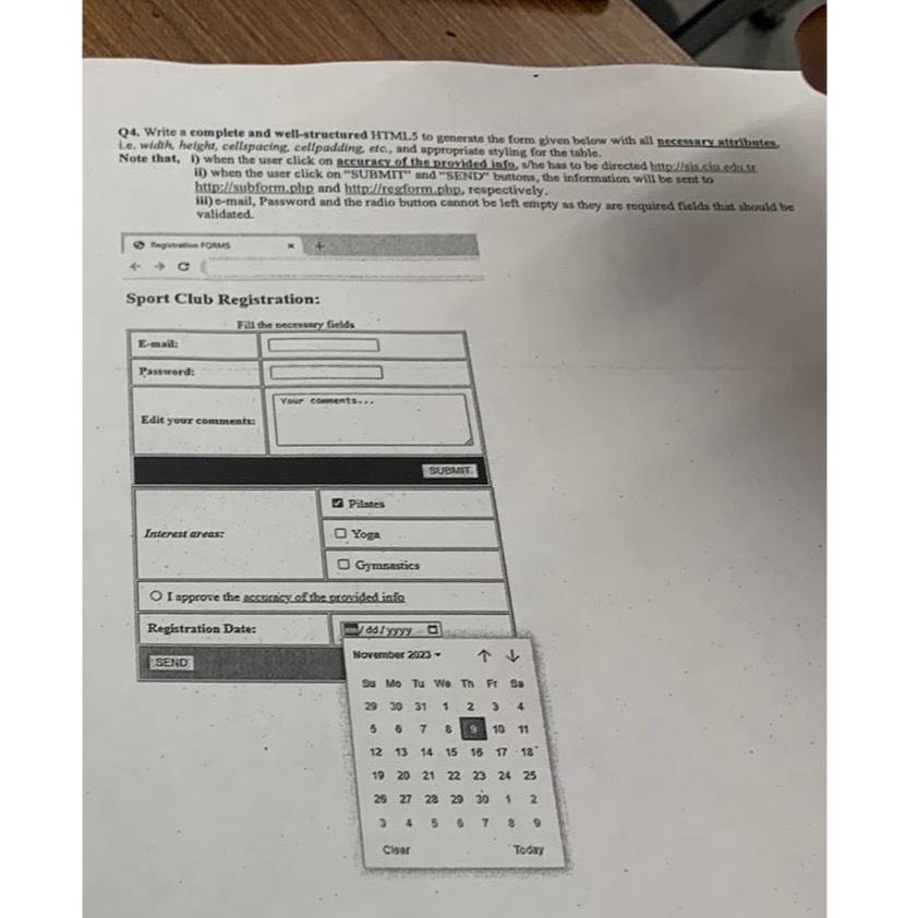 Solved Q4. ﻿Write a complete and well-structured HTML.5 ﻿to | Chegg.com