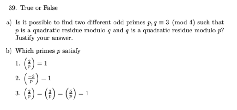 Solved True or Falsea) ﻿Is it possible to find two different | Chegg.com
