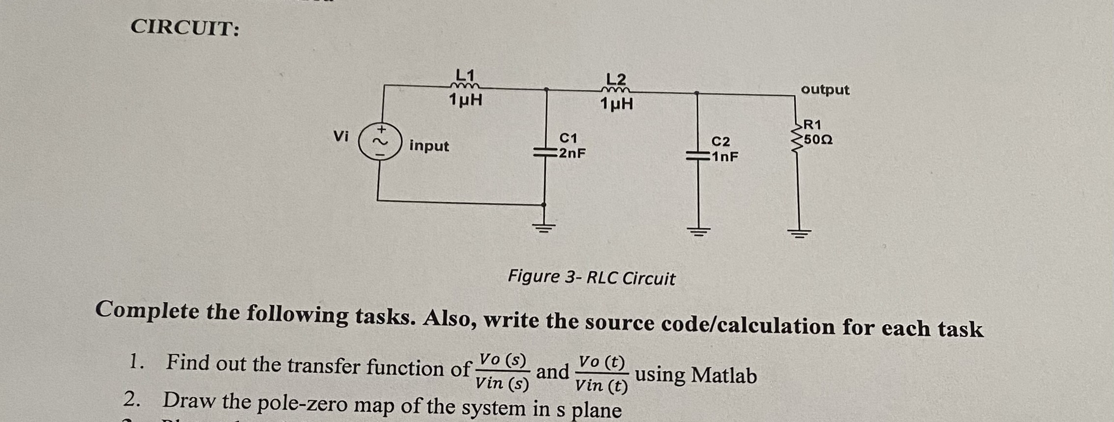 Solved CIRCUIT:Figure 3-RLC CircuitFind out the transfer | Chegg.com
