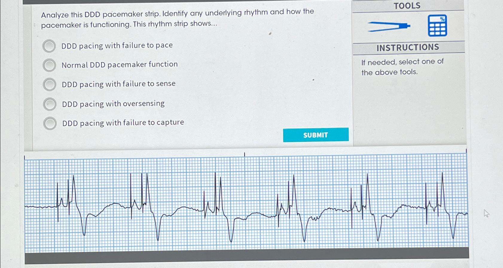 Solved Analyze this DDD pacemaker strip. Identify any | Chegg.com
