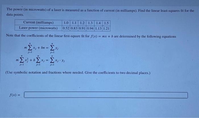 Solved The power (in microwatts) of a laser is measured as a | Chegg.com
