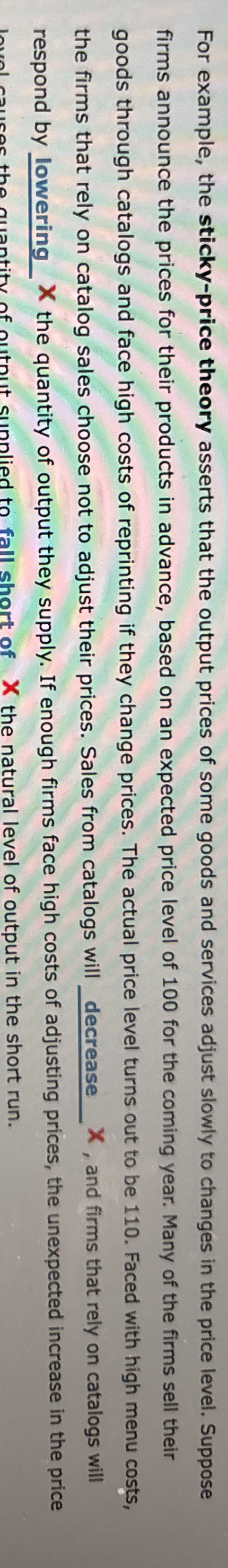 Solved For example, the sticky-price theory asserts that the | Chegg.com