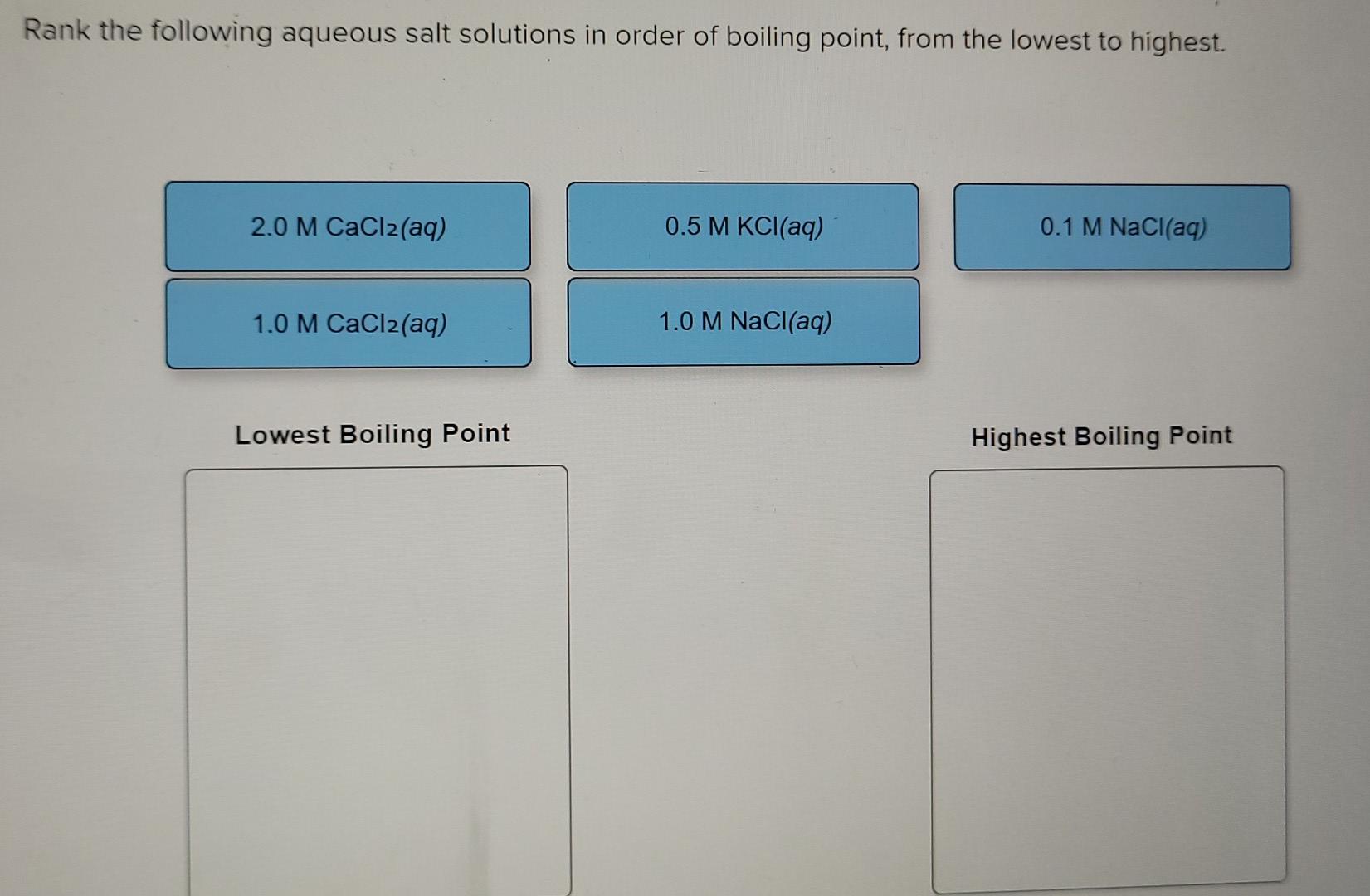 Solved Rank the following aqueous salt solutions in order of | Chegg.com