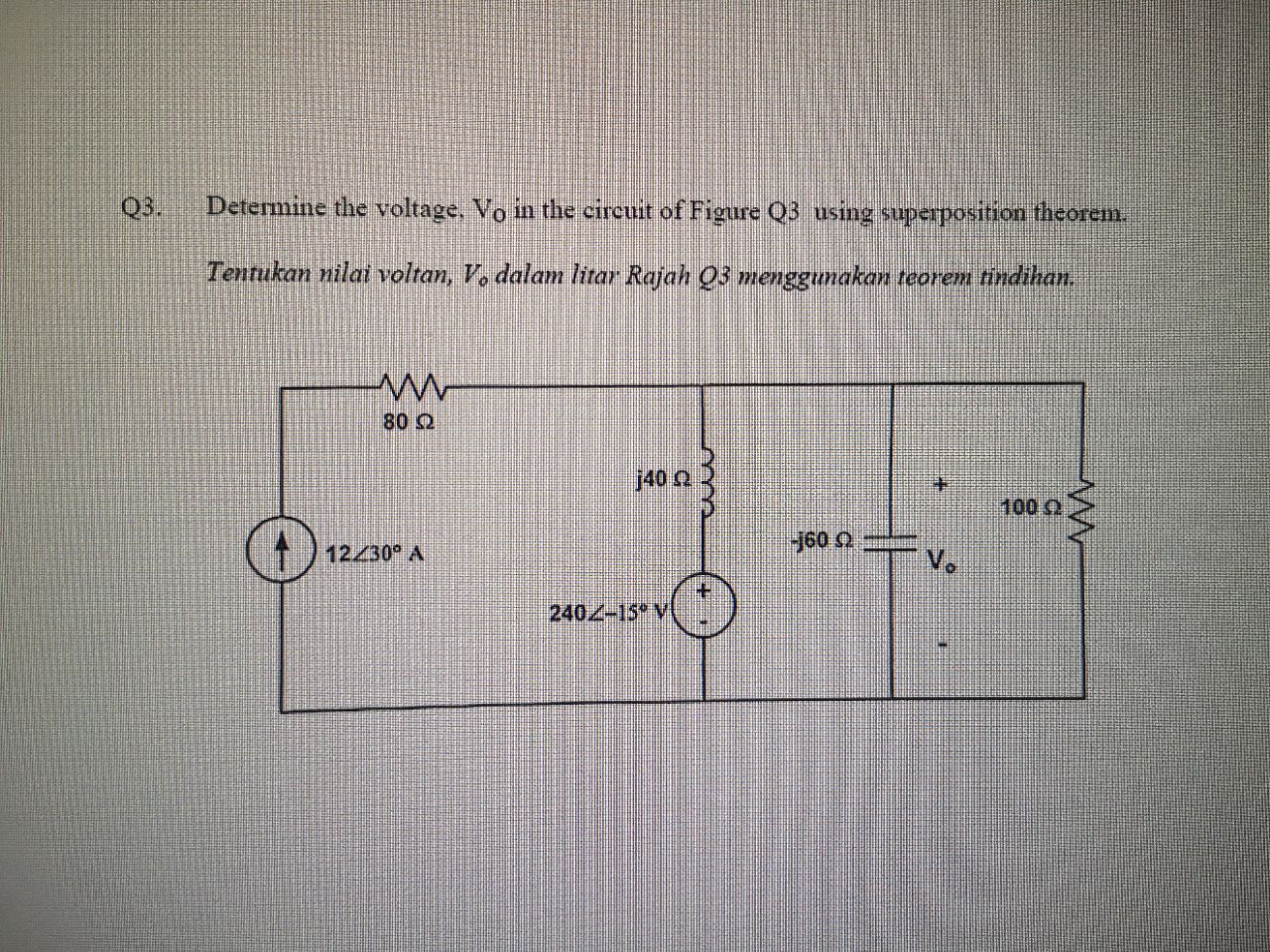 Solved Q3. ﻿Determine the voltage, V0 ﻿in the circuit of | Chegg.com