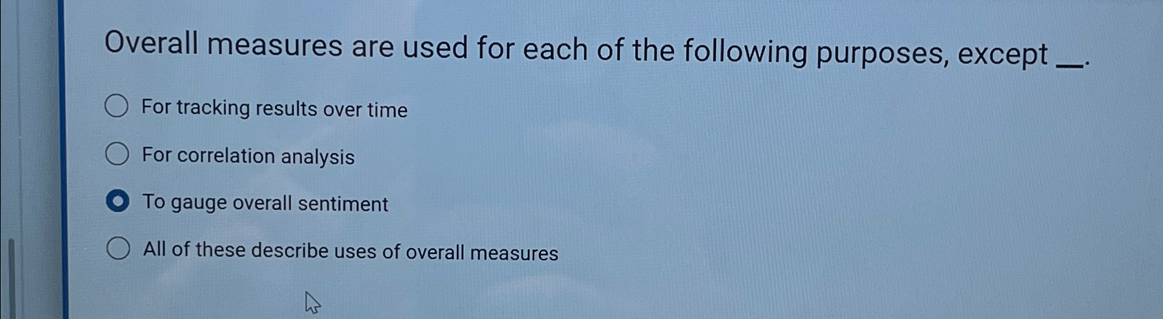 Solved Overall measures are used for each of the following | Chegg.com