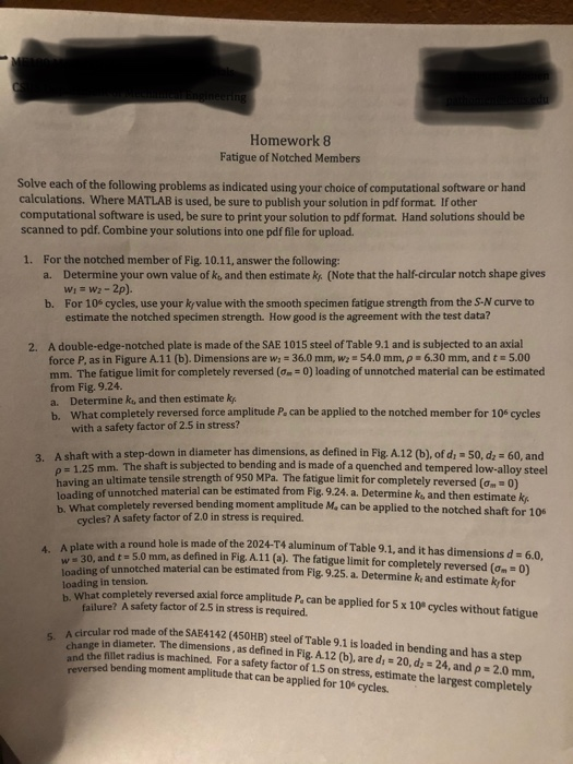 Solved gineering Homework 8 Fatigue of Notched Members Solve | Chegg.com