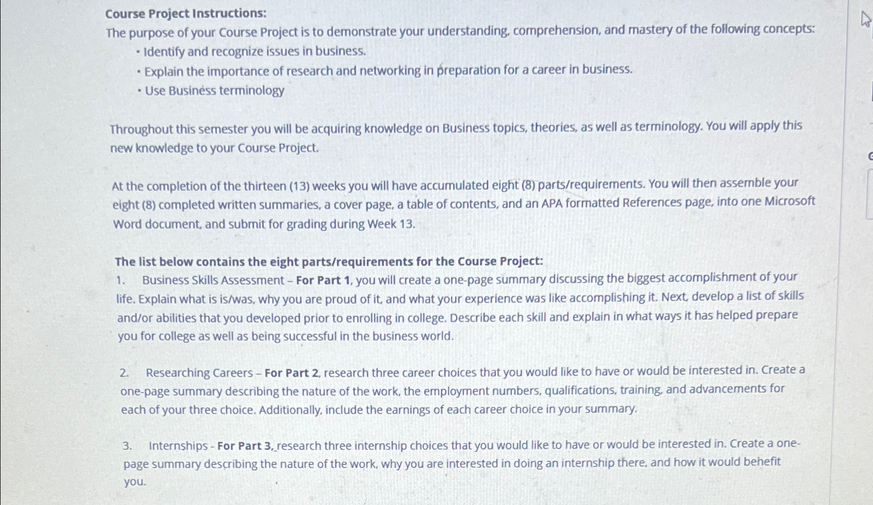 Solved Course Project Instructions:The purpose of your | Chegg.com