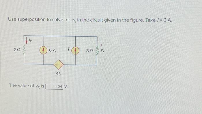 Solved Use superposition to solve for vX in the circuit | Chegg.com