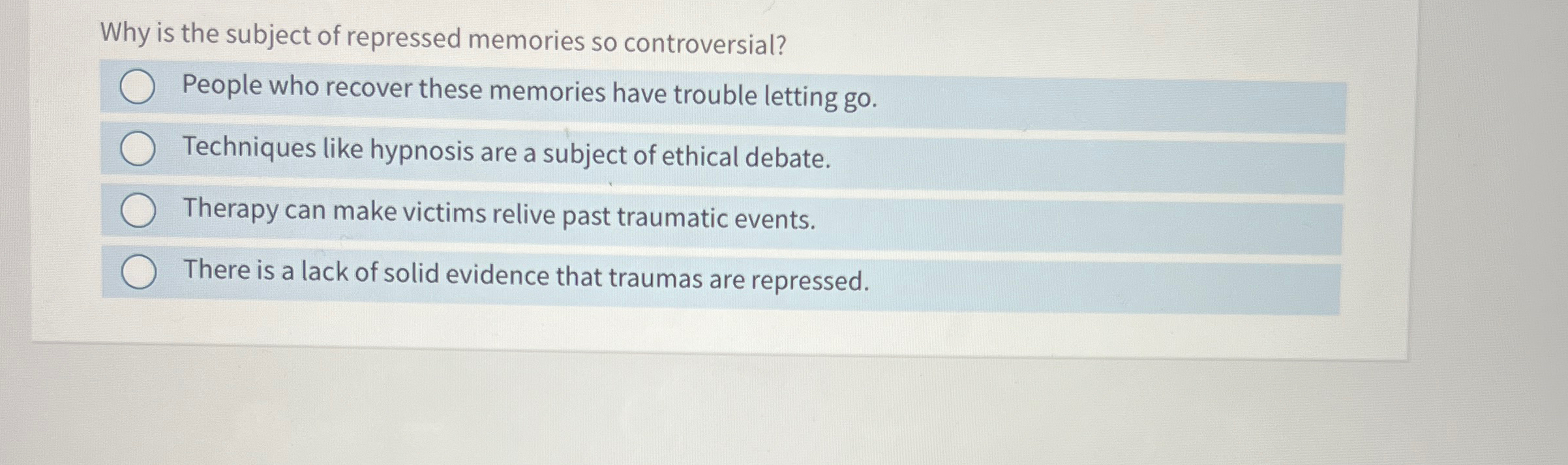 Solved Why is the subject of repressed memories so | Chegg.com